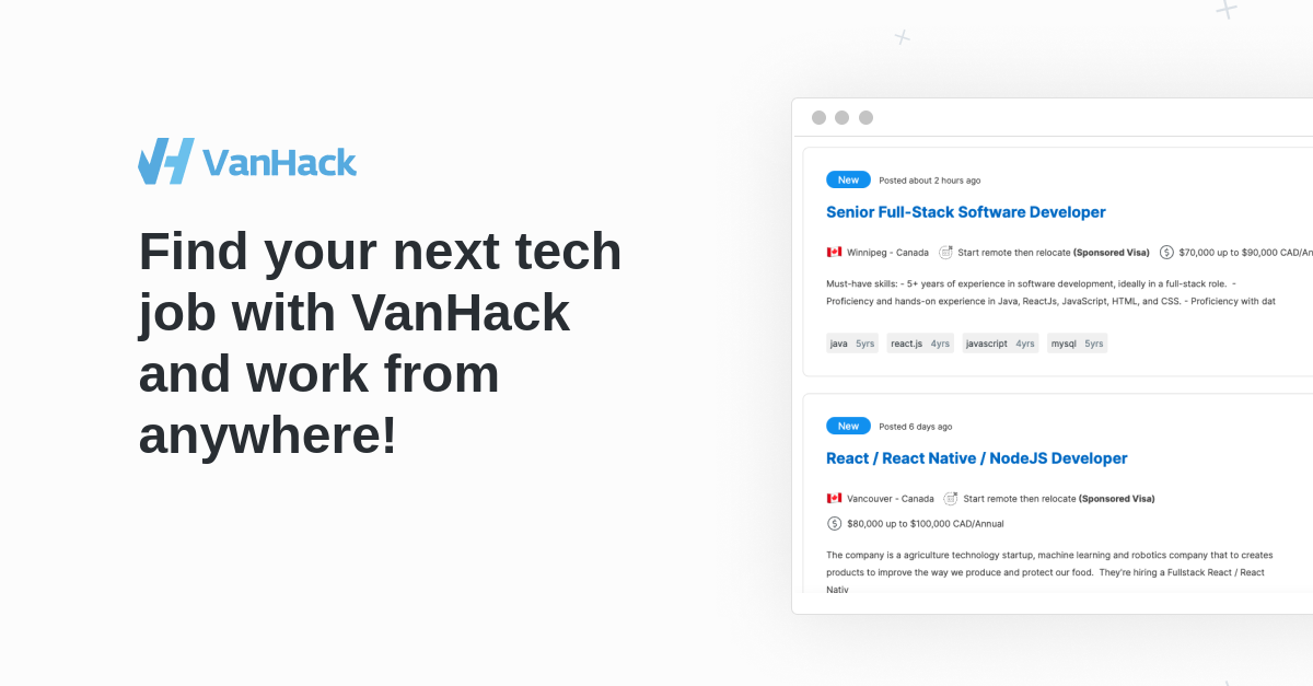 Remote jobs - VanHack